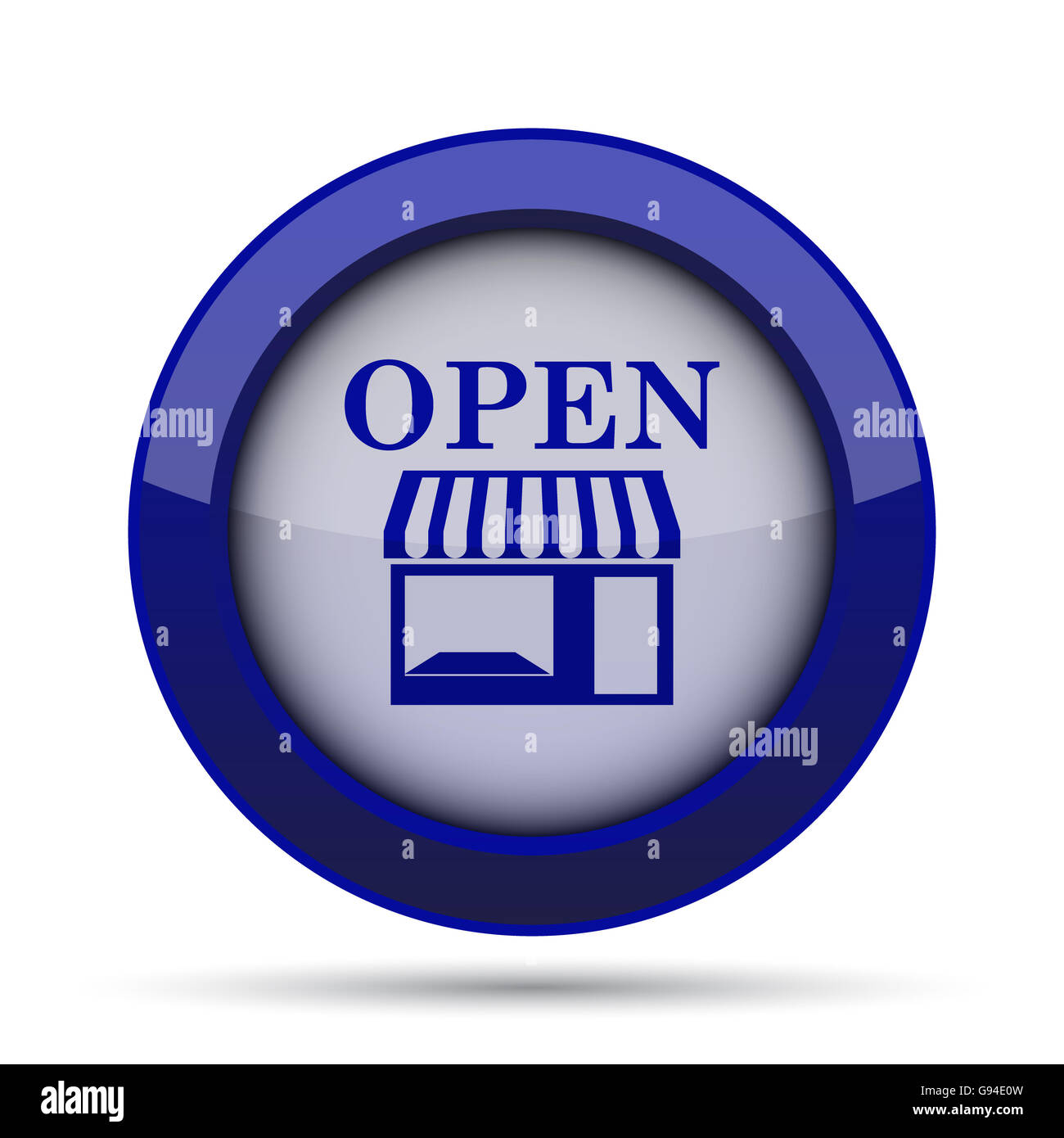 Open store icon. Internet button on white background Stock Photo - Alamy