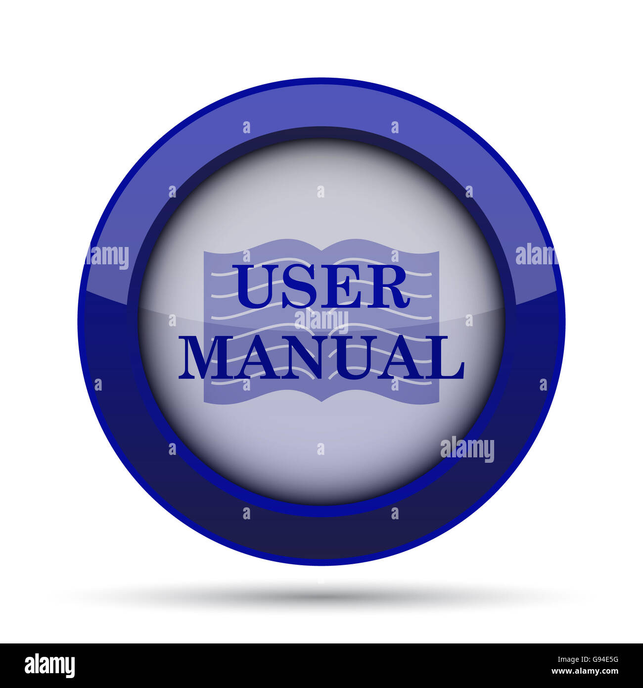 User manual icon. Internet button on white background Stock Photo - Alamy