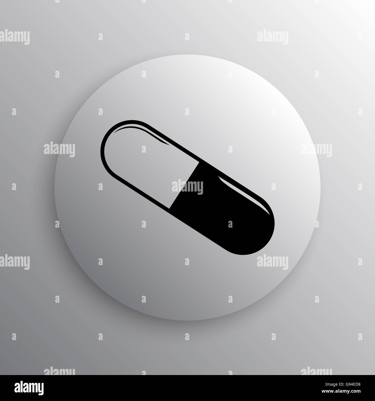 Pill icon. Internet button on white background Stock Photo - Alamy