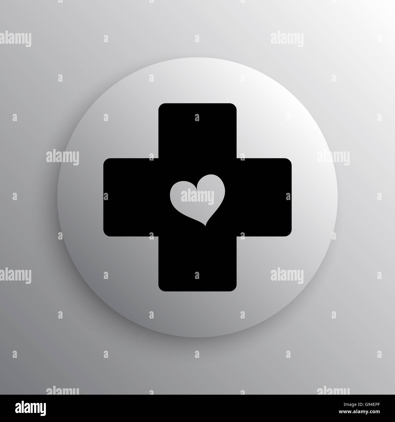 Cross with heart icon. Internet button on white background Stock Photo ...