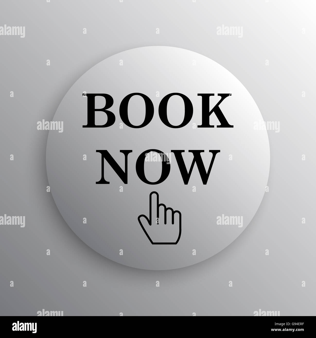 Book now icon. Internet button on white background Stock Photo - Alamy