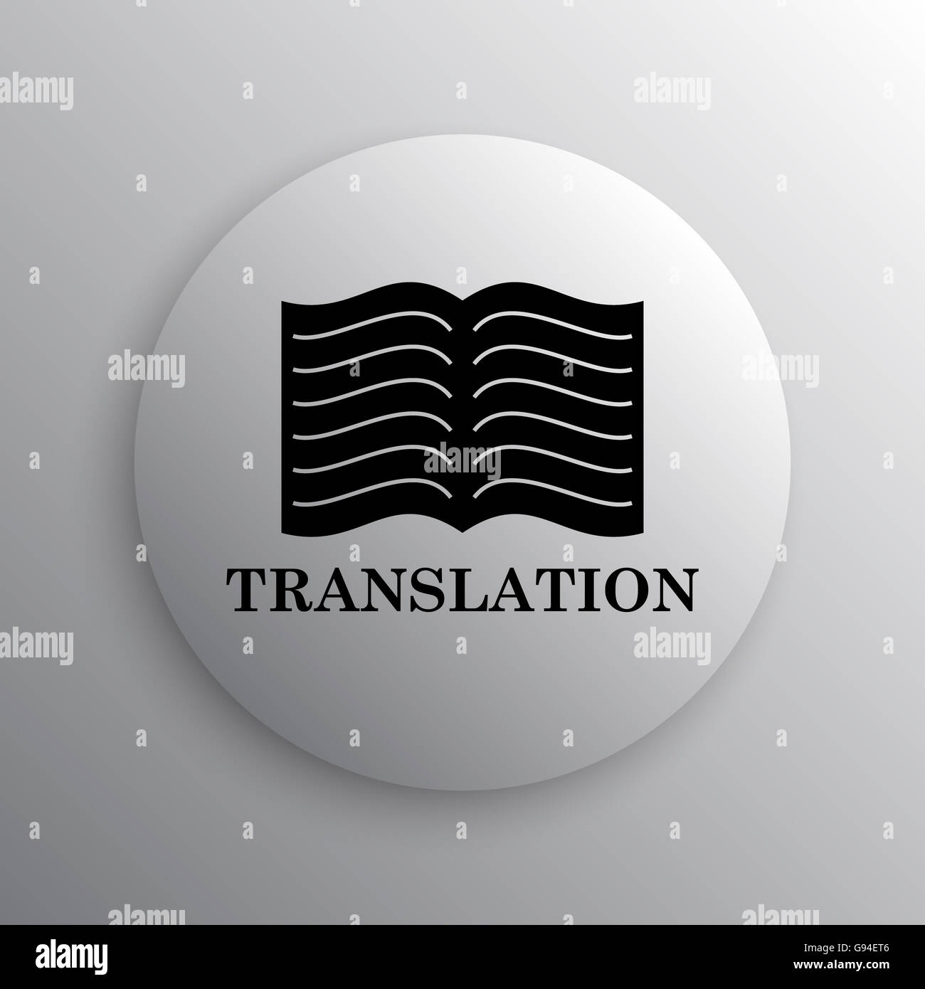 Translation book icon. Internet button on white background Stock Photo ...