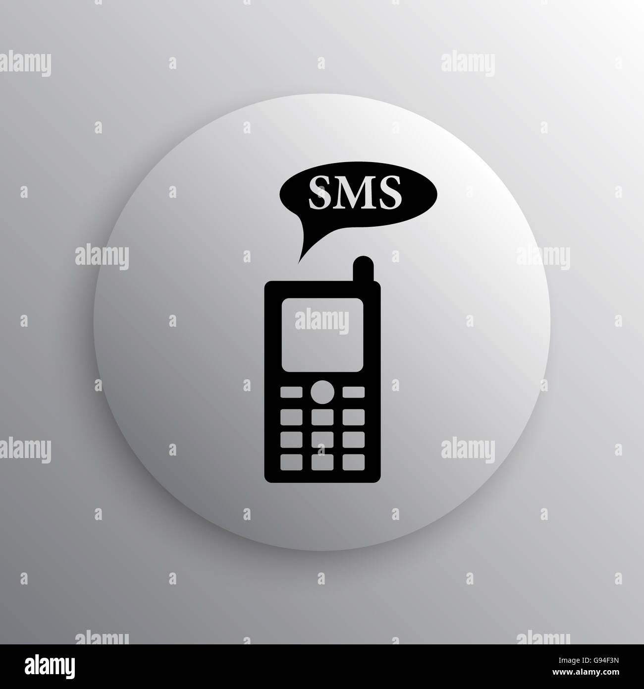 SMS icon. Internet button on white background Stock Photo - Alamy