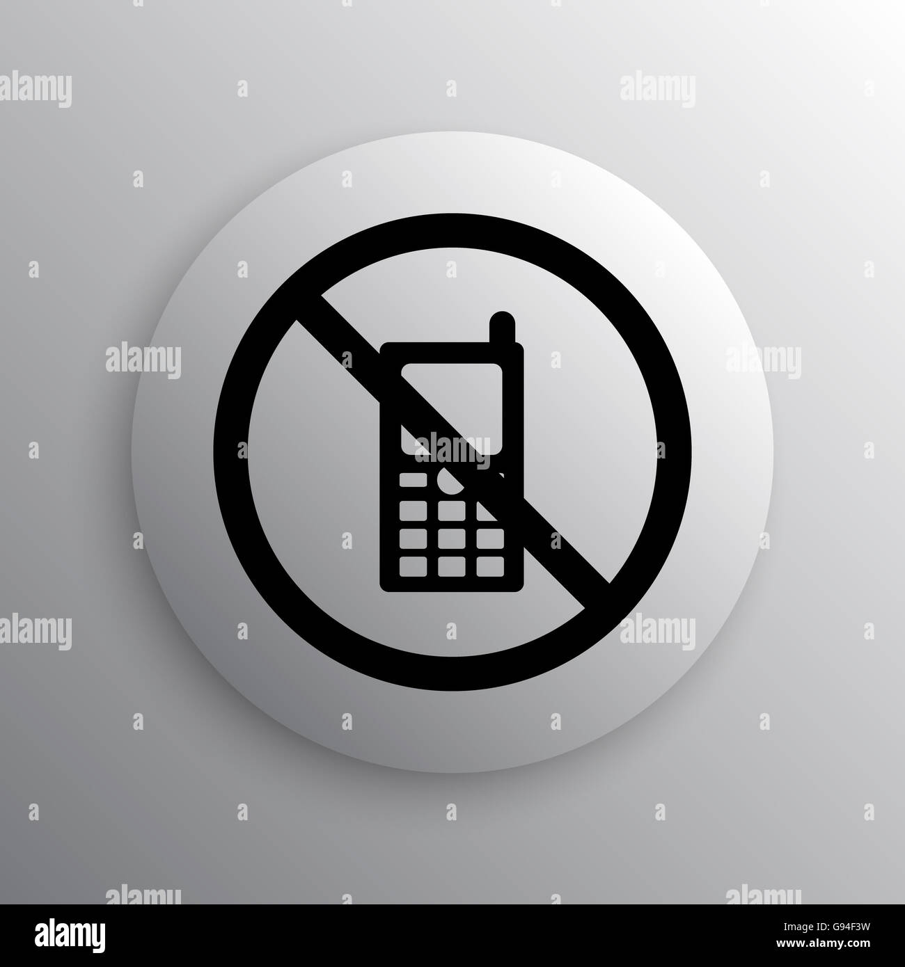 Mobile phone restricted icon. Internet button on white background Stock ...