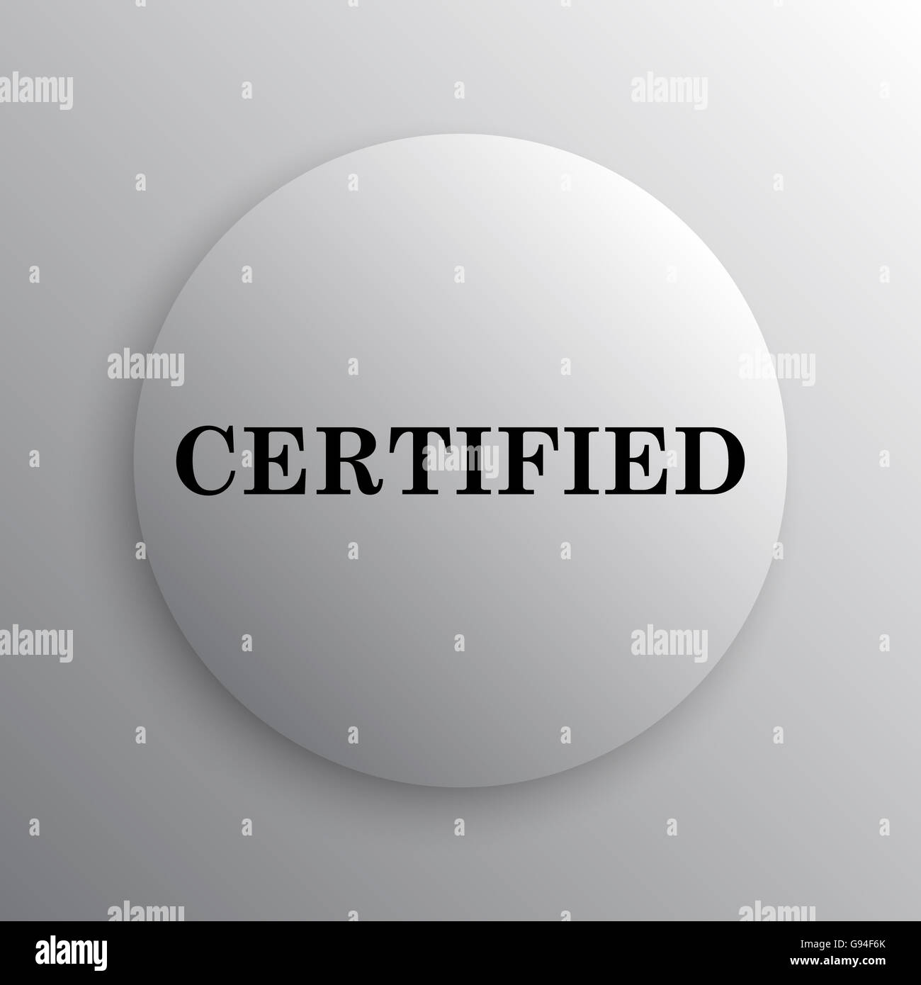 Certified icon. Internet button on white background Stock Photo - Alamy