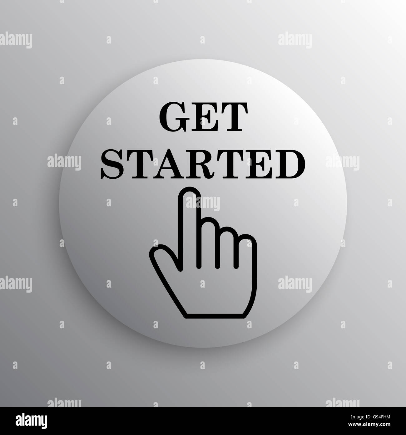 Get started icon. Internet button on white background Stock Photo - Alamy
