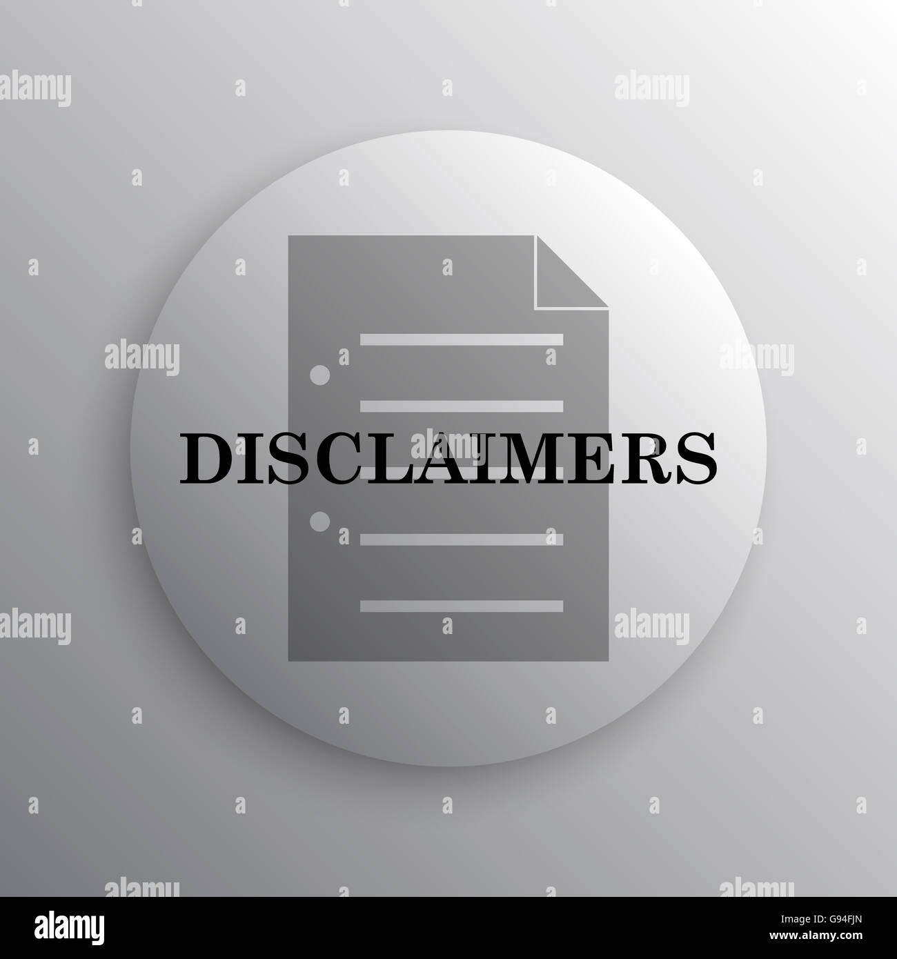 Disclaimers icon. Internet button on white background Stock Photo - Alamy