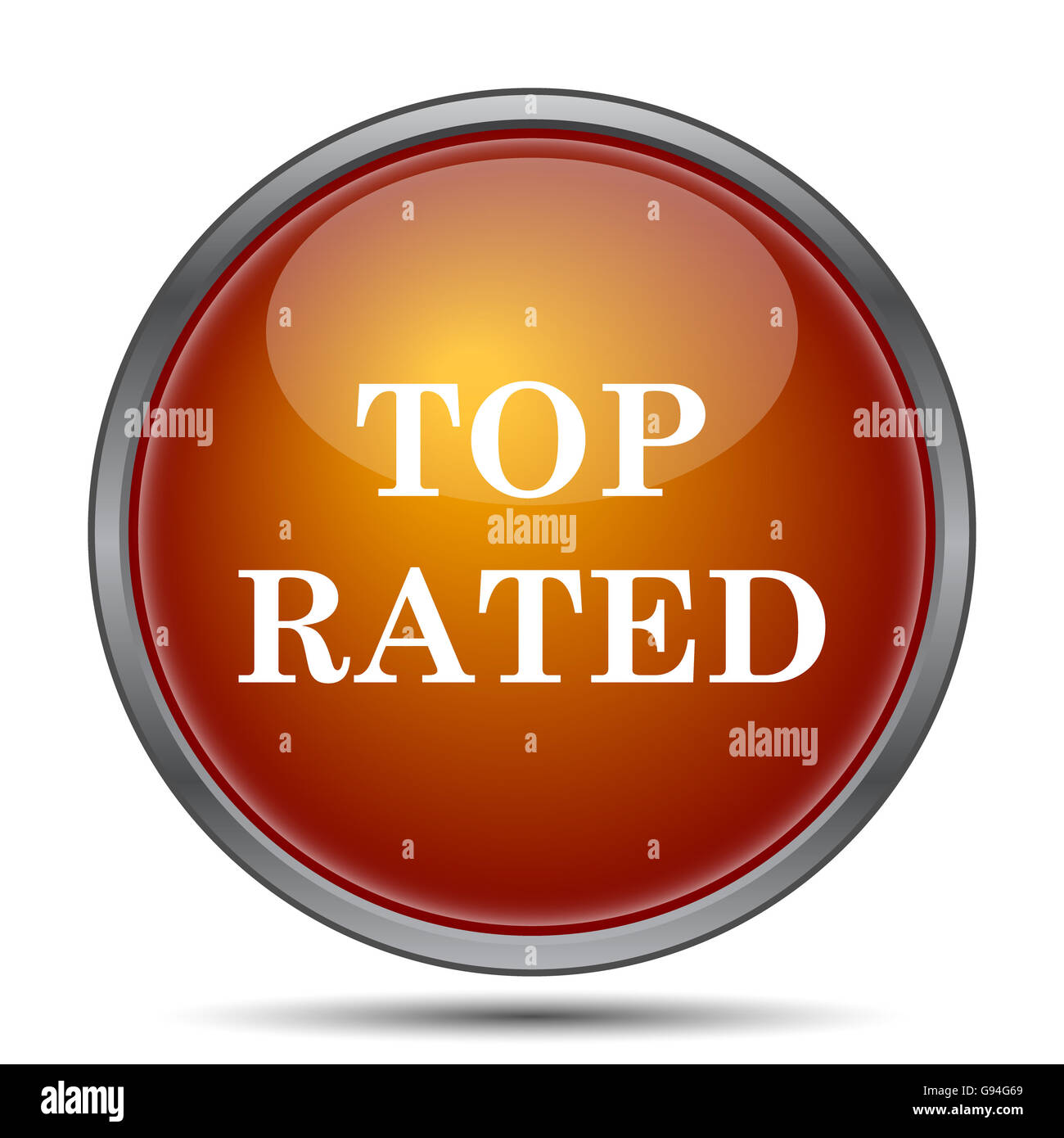 Top rated icon. Internet button on white background Stock Photo - Alamy