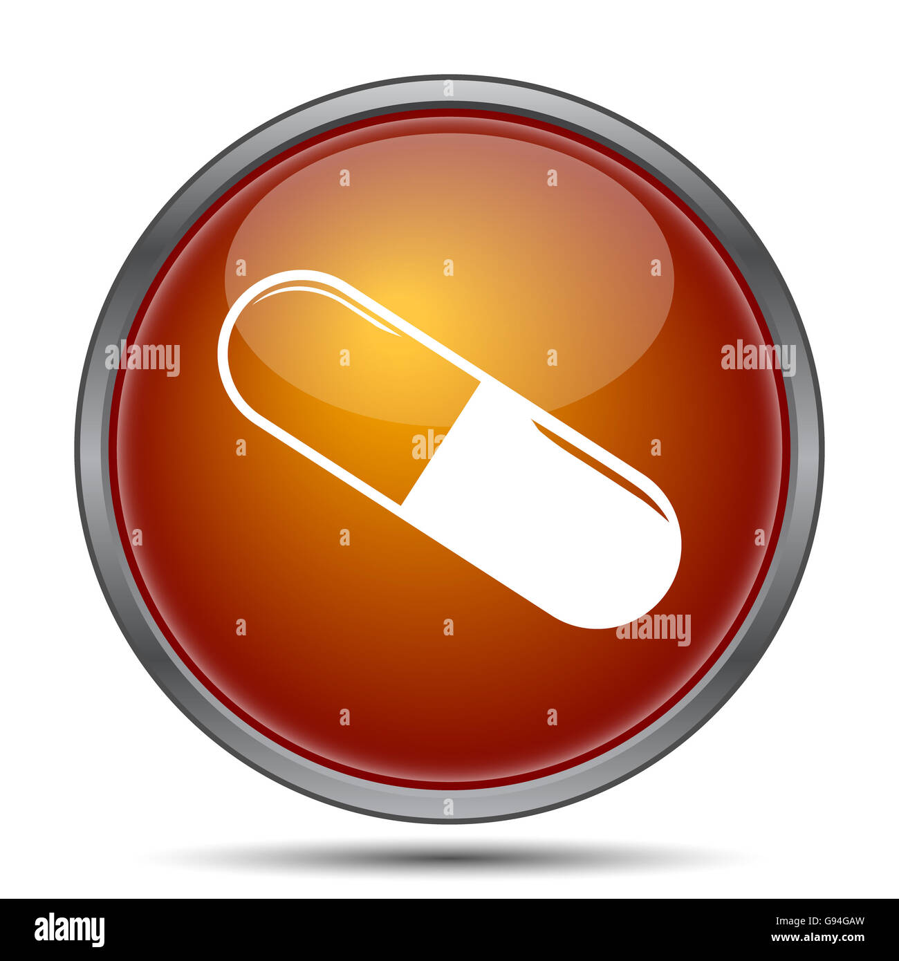 Pill icon. Internet button on white background Stock Photo - Alamy