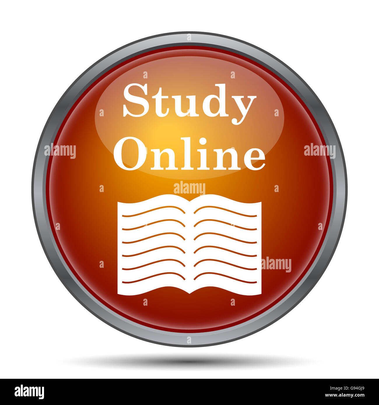 Study online icon. Internet button on white background Stock Photo - Alamy