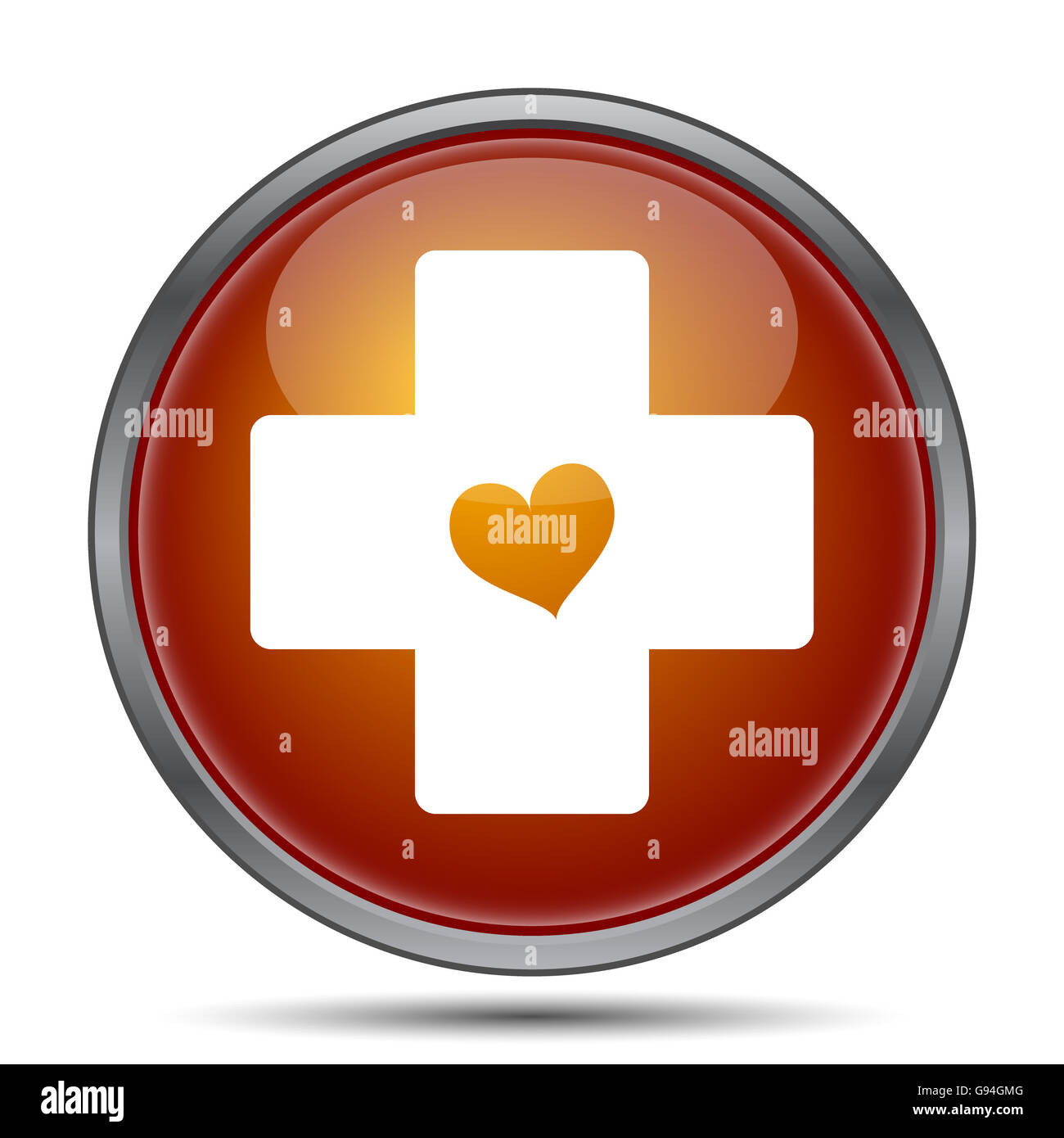 Cross with heart icon. Internet button on white background Stock Photo ...