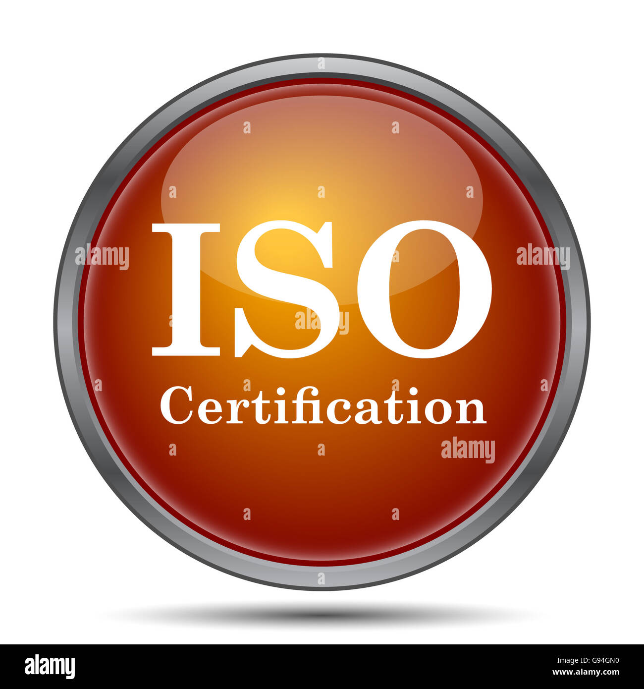 ISO certification icon. Internet button on white background Stock Photo ...