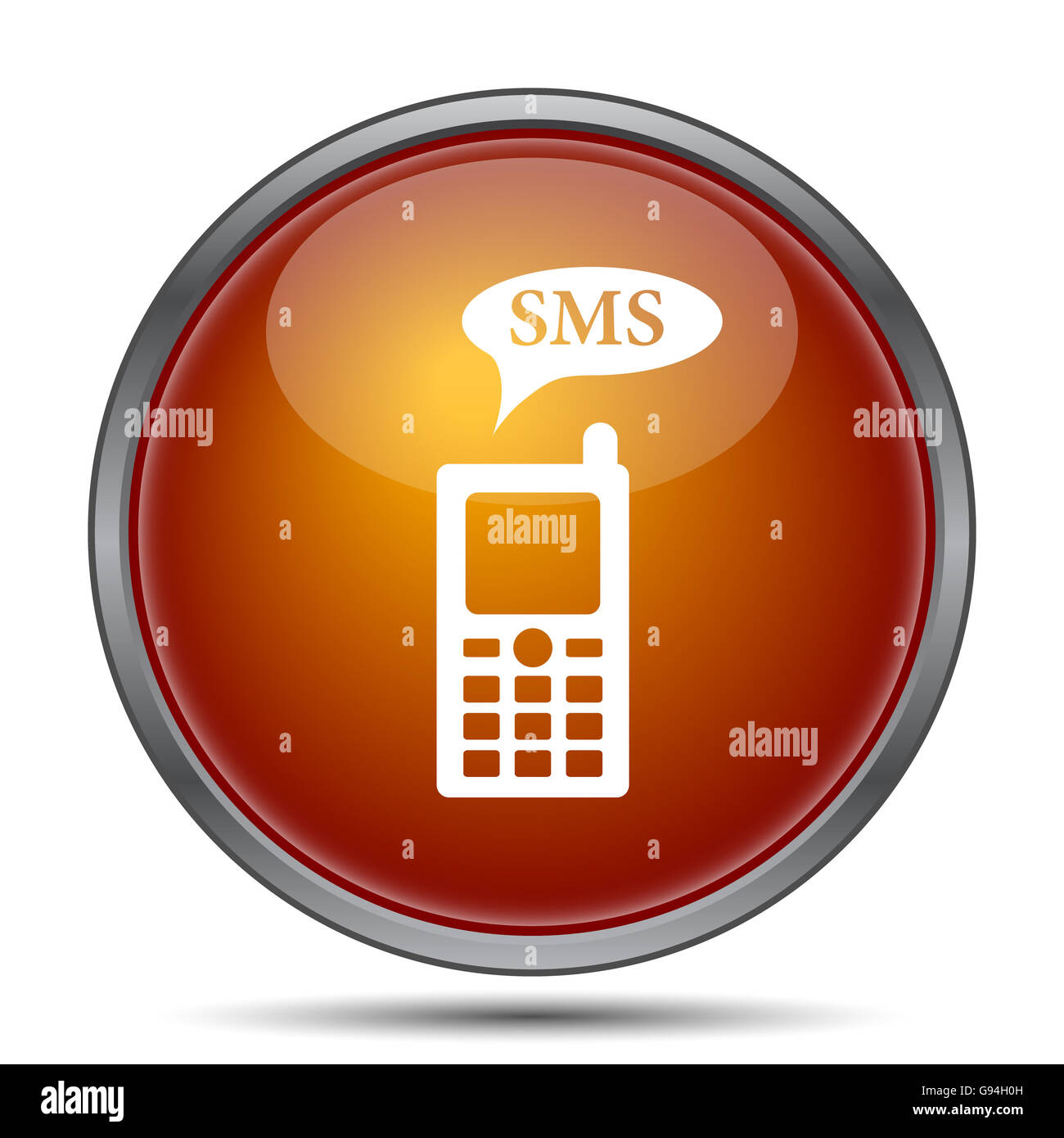 SMS icon. Internet button on white background Stock Photo - Alamy