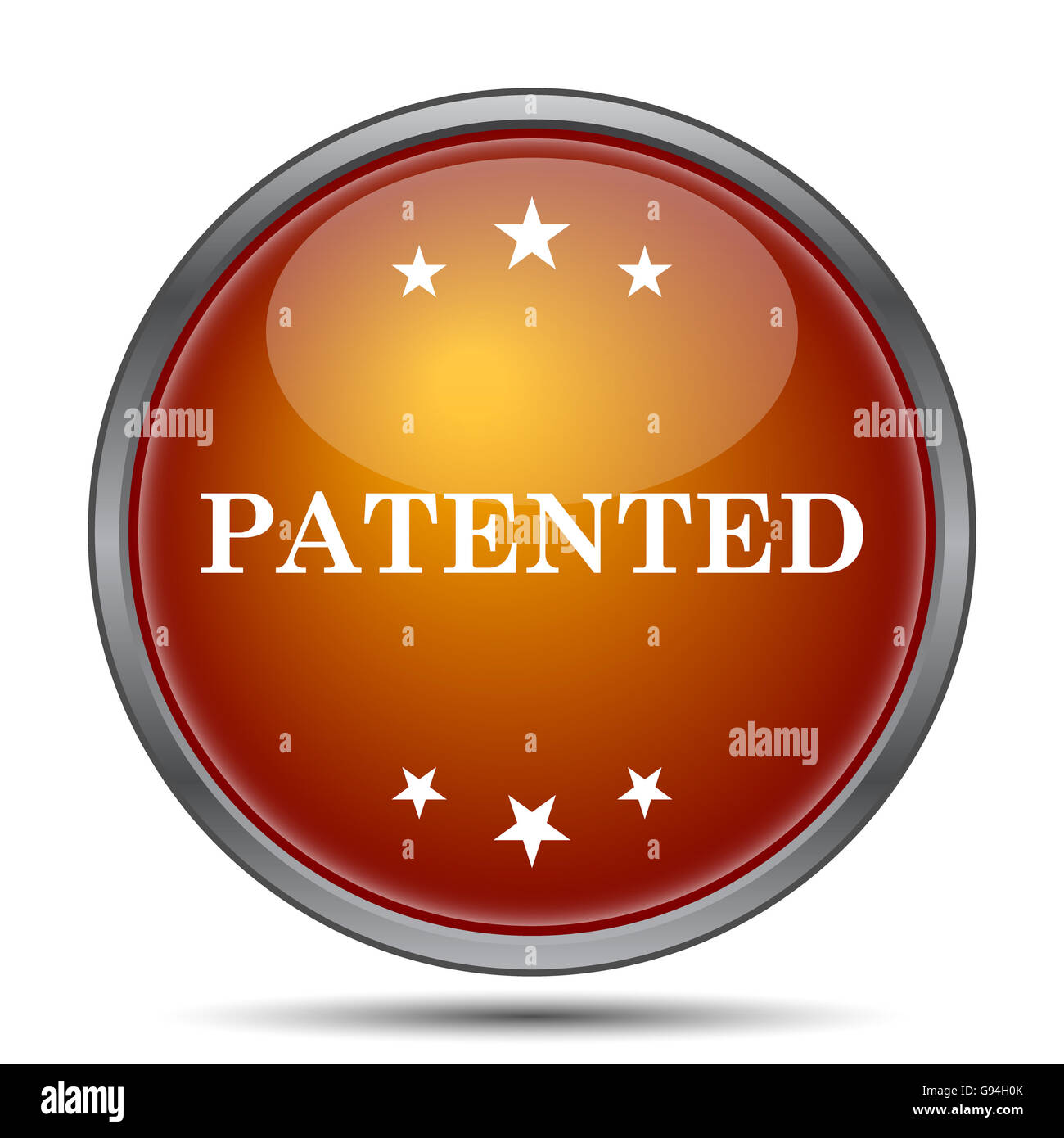 Patented icon. Internet button on white background Stock Photo - Alamy