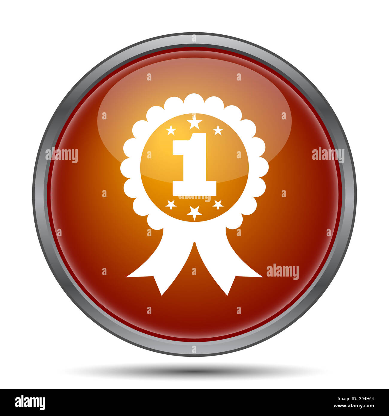First prize ribbon icon. Internet button on white background Stock ...