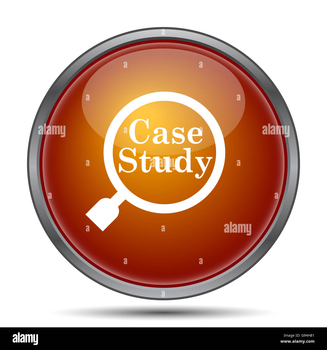 Case study icon. Internet button on white background Stock Photo - Alamy
