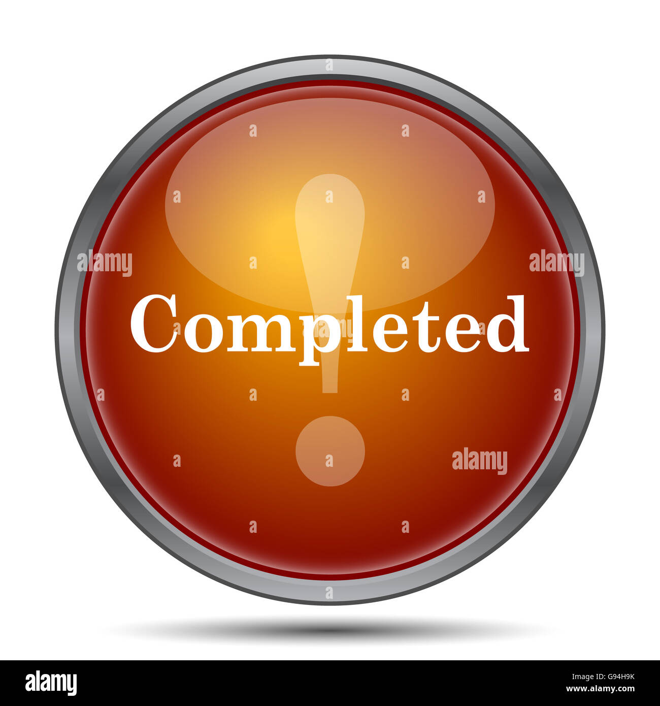 Completed icon. Internet button on white background Stock Photo - Alamy