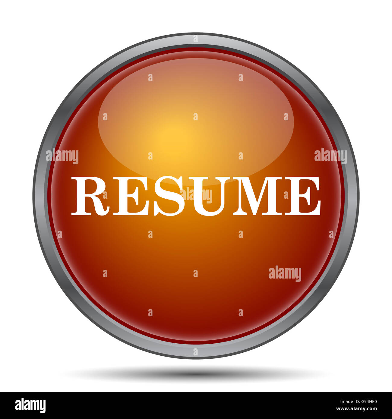 Resume icon. Internet button on white background Stock Photo - Alamy