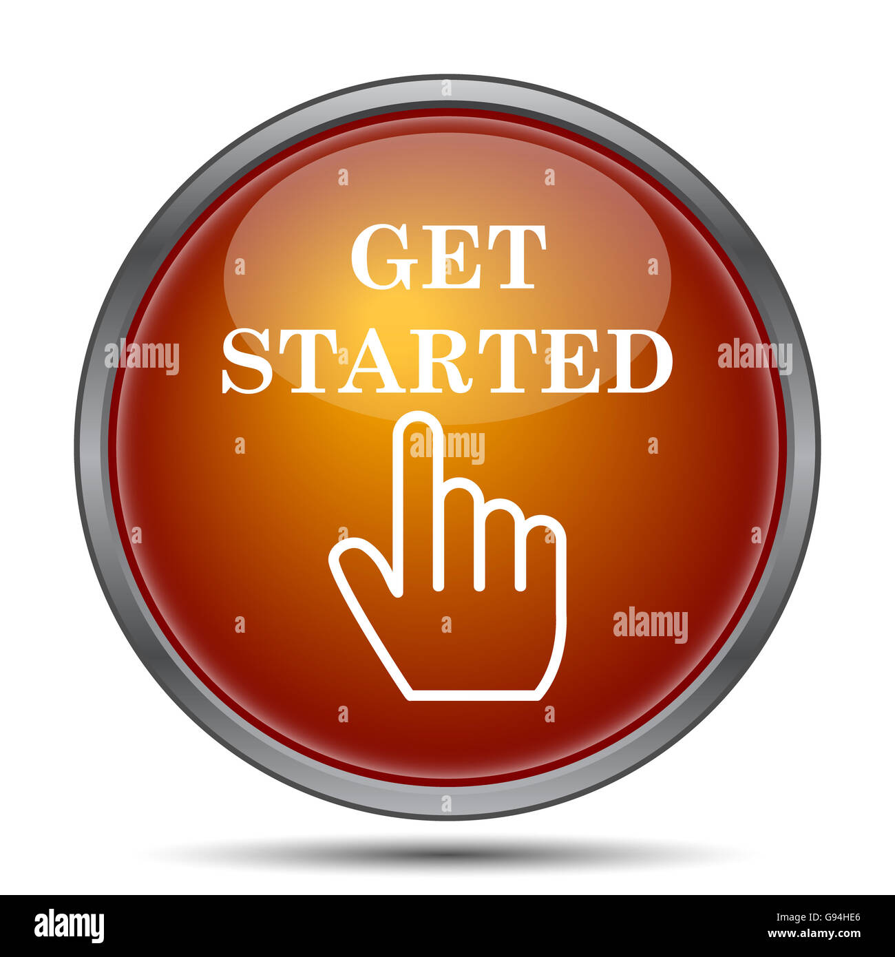 Get started icon. Internet button on white background Stock Photo - Alamy