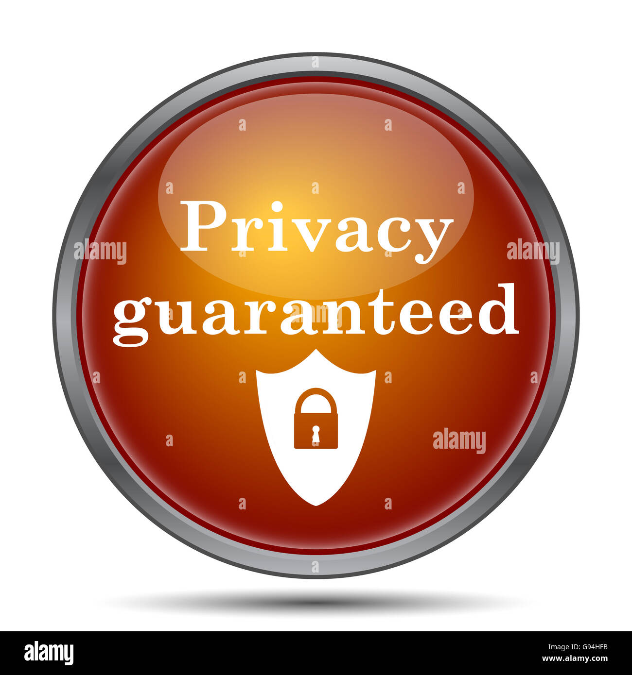 Privacy guaranteed icon. Internet button on white background Stock ...