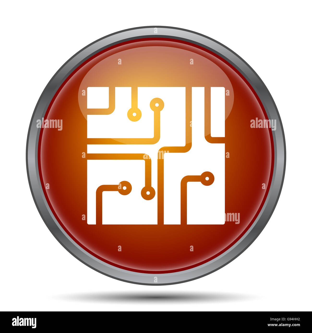 Circuit board icon. Internet button on white background Stock Photo - Alamy