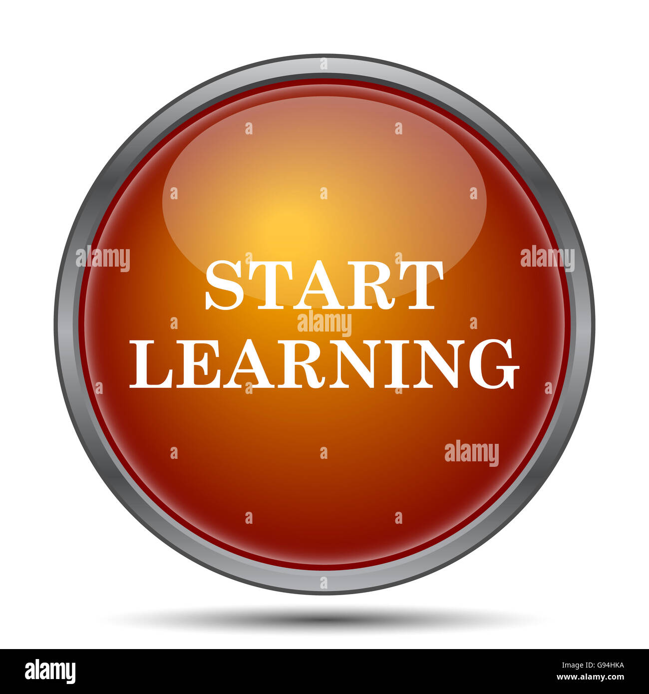 Start learn icon. Internet button on white background Stock Photo - Alamy