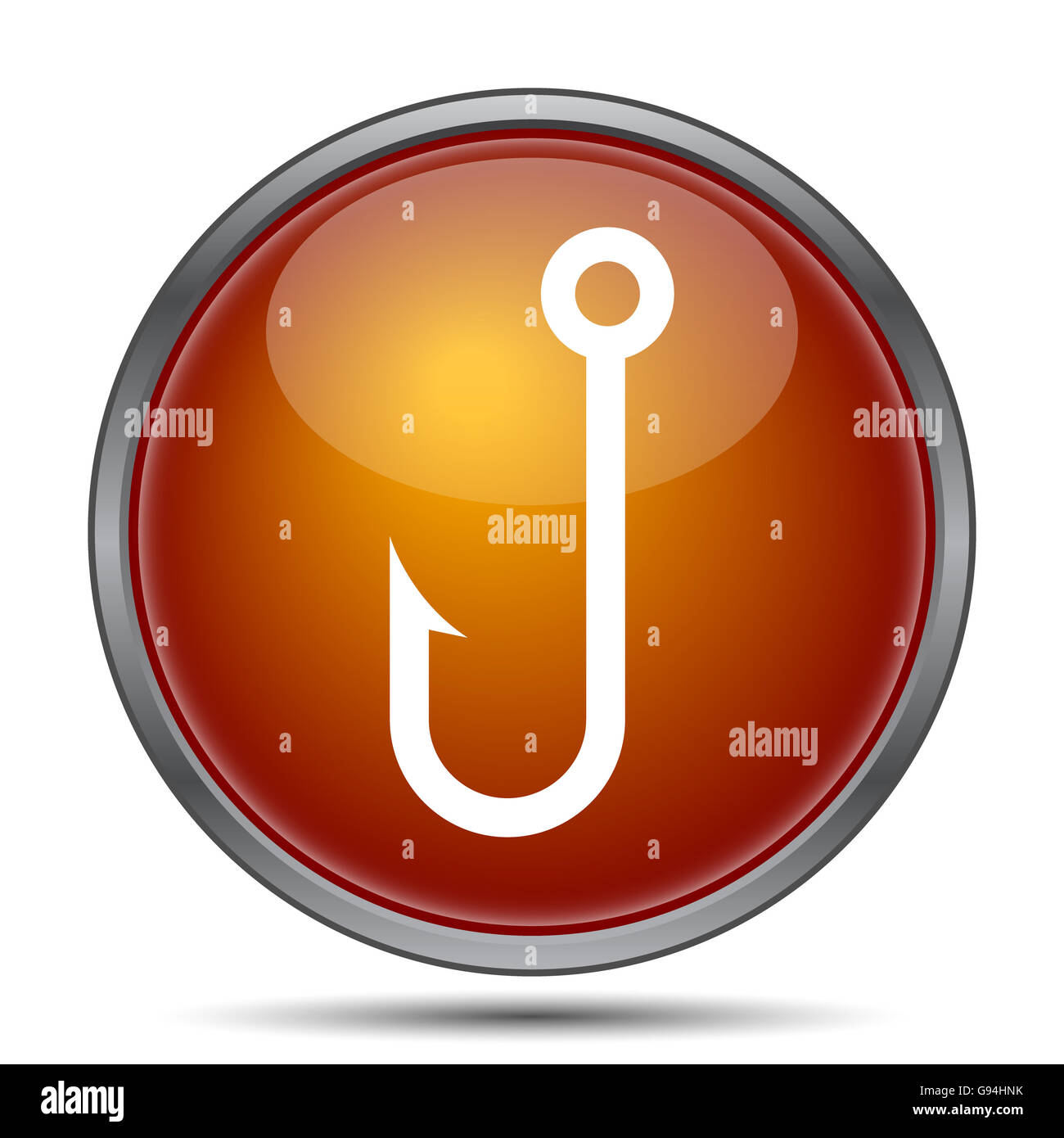 Fish hook icon. Internet button on white background Stock Photo - Alamy