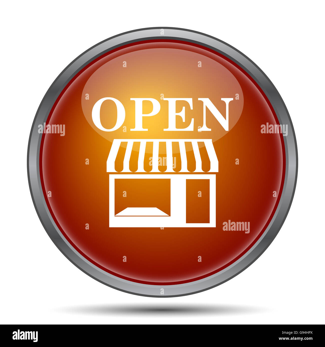 Open store icon. Internet button on white background Stock Photo - Alamy