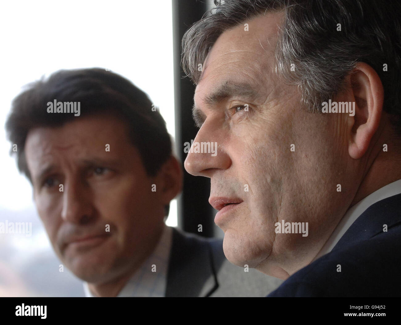 Britain's Chancellor of the Exchequer Gordon Brown (right) and Lord ...