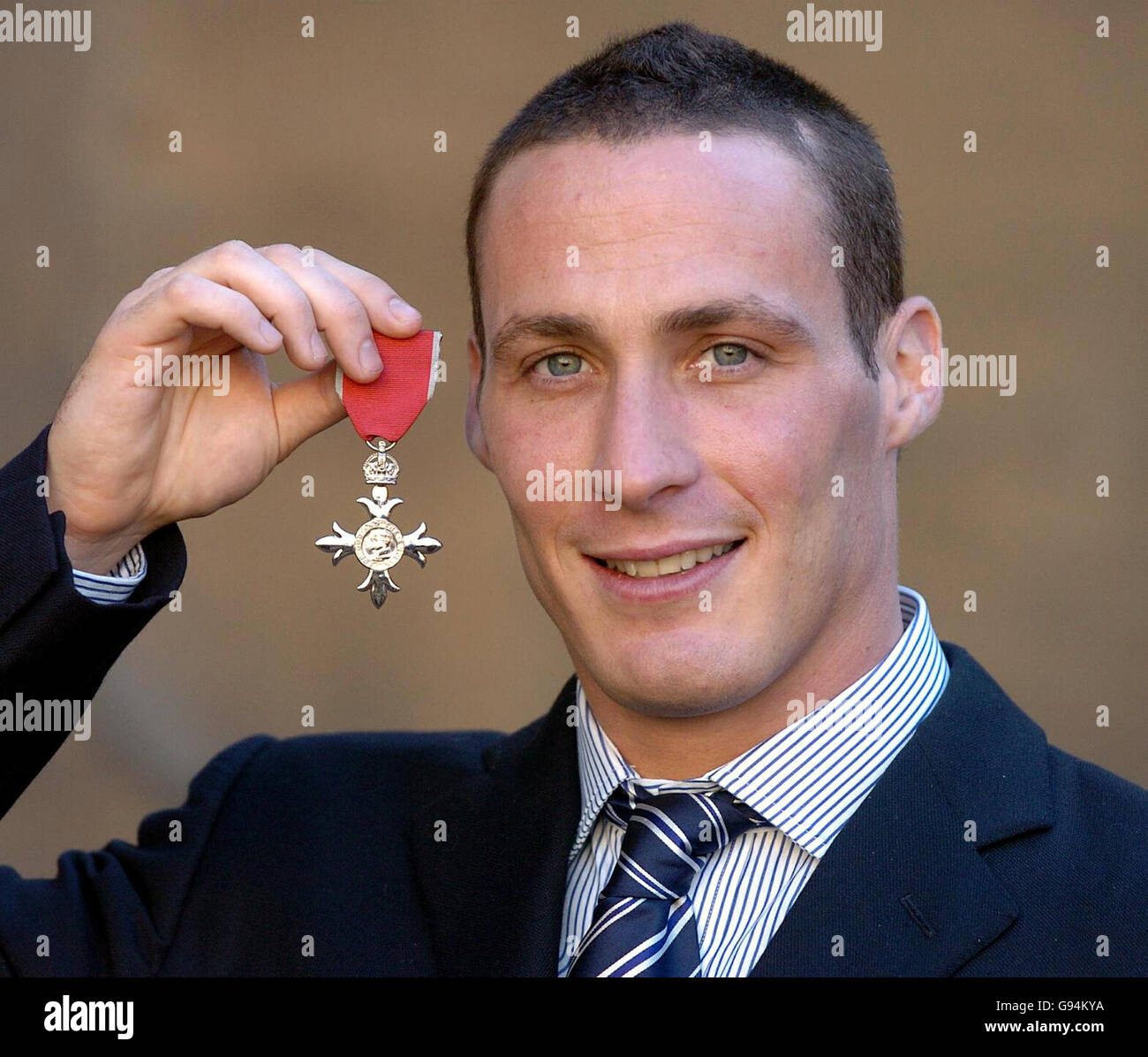 England cricketer Simon Jones (Glamorgan) after he received his MBE ...