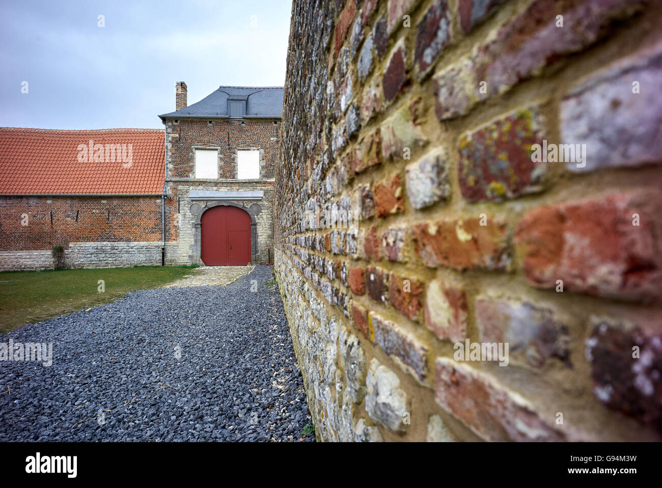 The South gate of chateau Hougoumont, scene of fierce fighting during ...