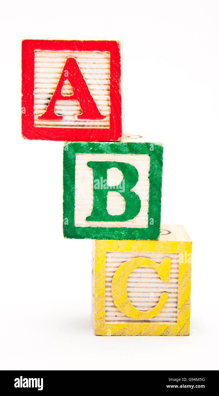 Wooden ABC Blocks Isolated on White Stock Photo - Alamy