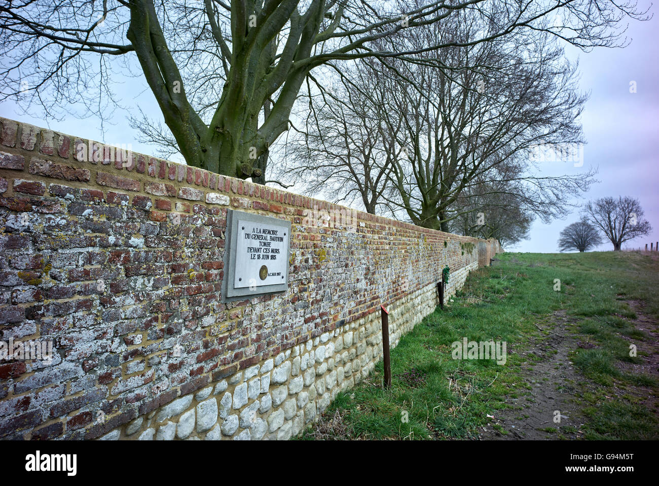 Garden wall of Hougoumont, scene of fierce fighting during the battle ...