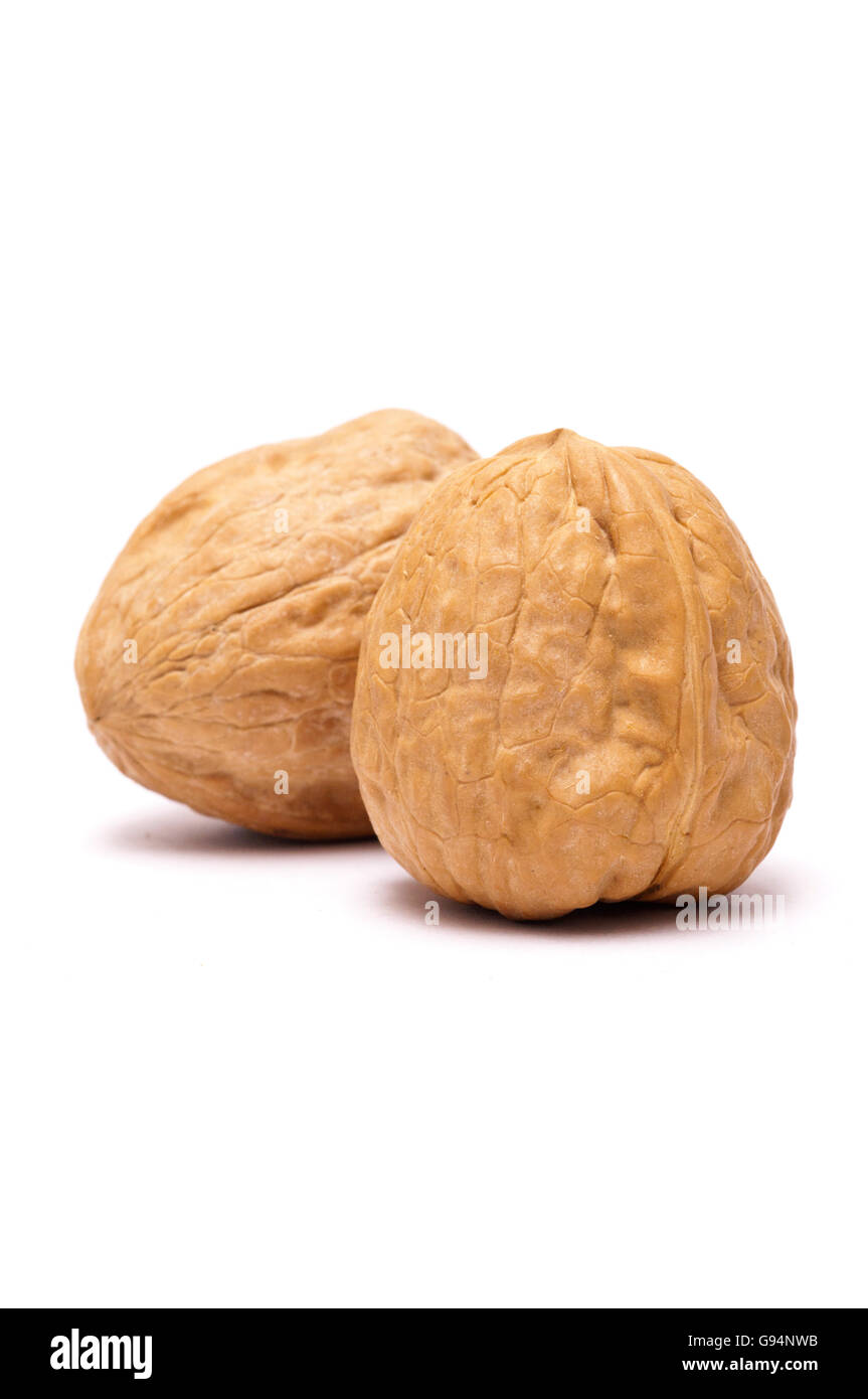 Two Walnuts Isolated on White Stock Photo - Alamy