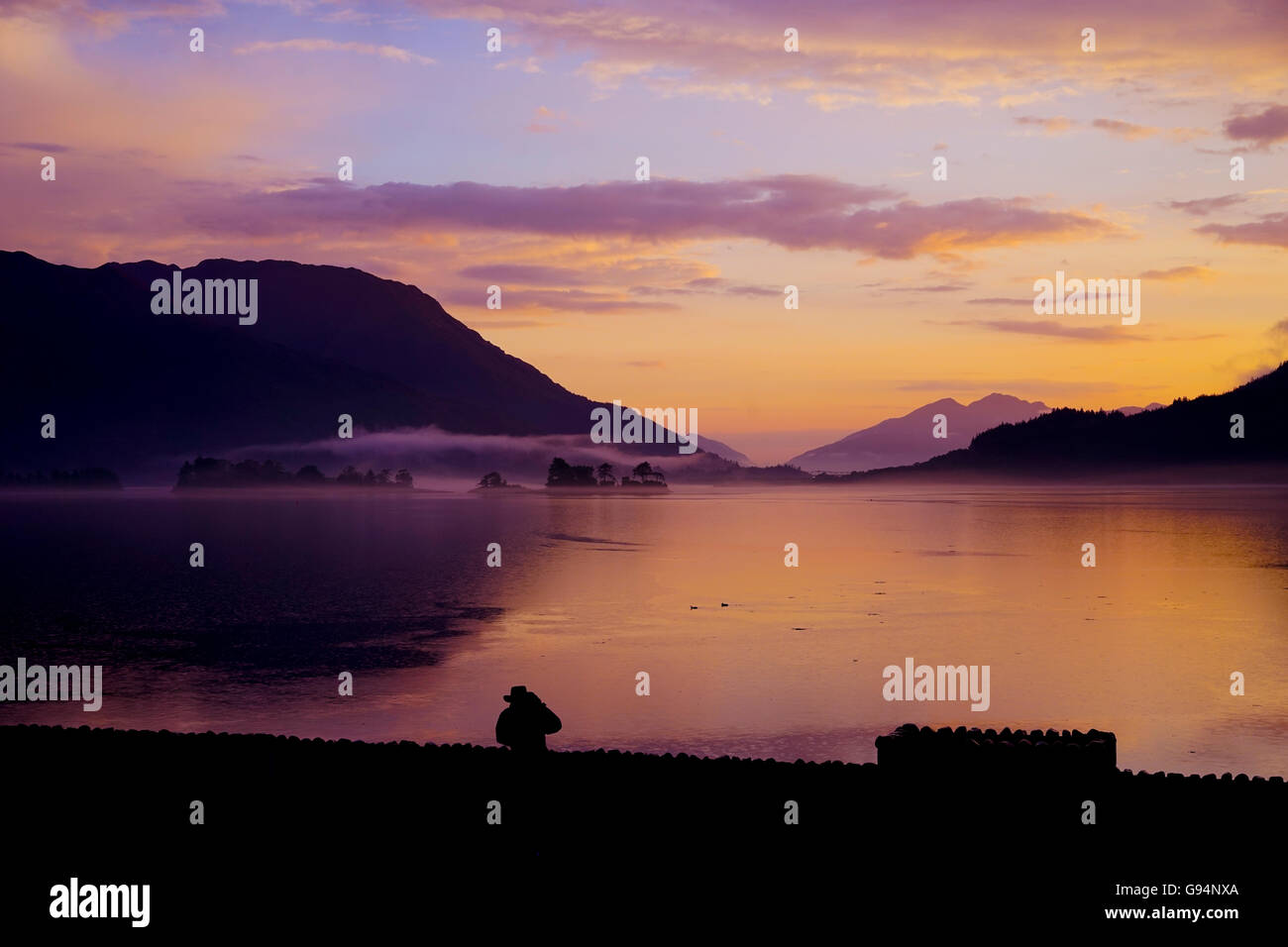 Sunset at Invercoe on Loch Leven, Glencoe, Ballachulish, Argyll ...