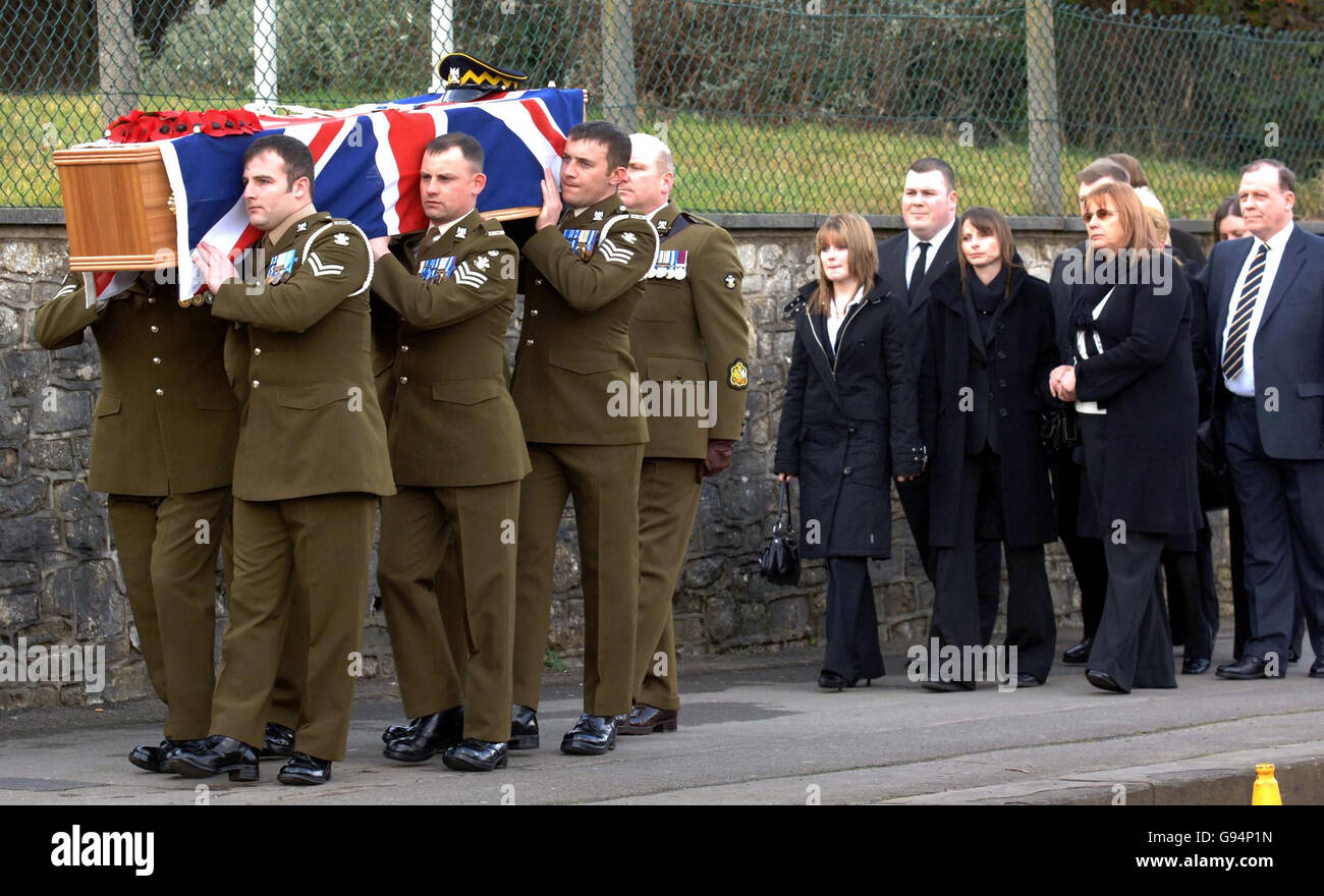 Mourners follow the coffin of corporal gordon pritchard hi-res stock ...