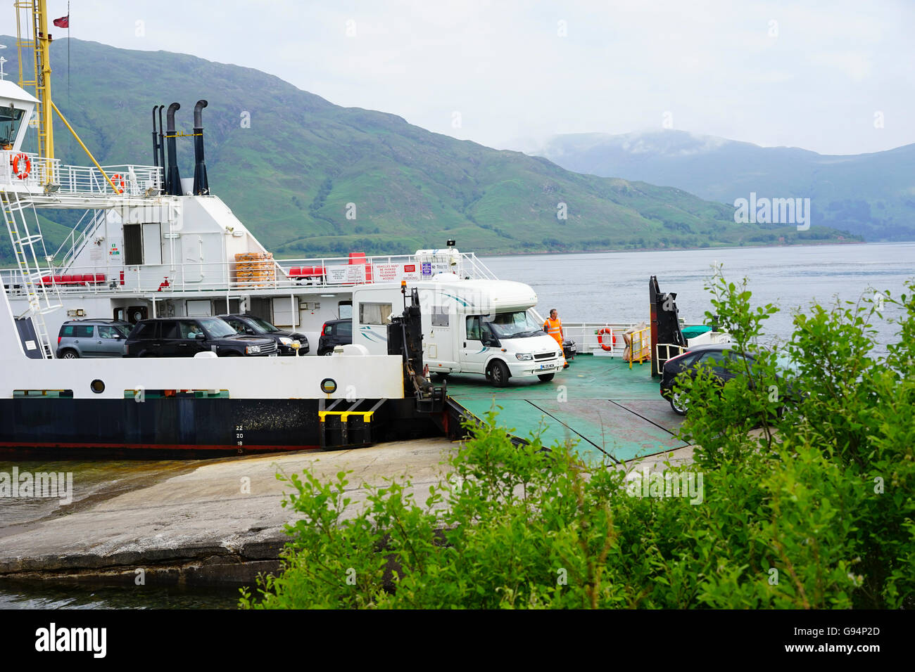 The Corran ferry arrives at Nether Locaber, Loch Linnie at Corran ...