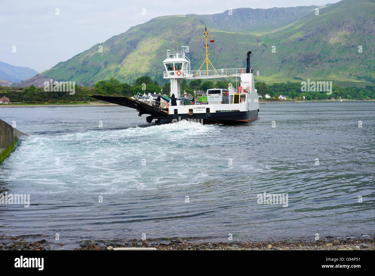 The Corran ferry crossing Loch Linnie at Corran Narrows south of Fort ...