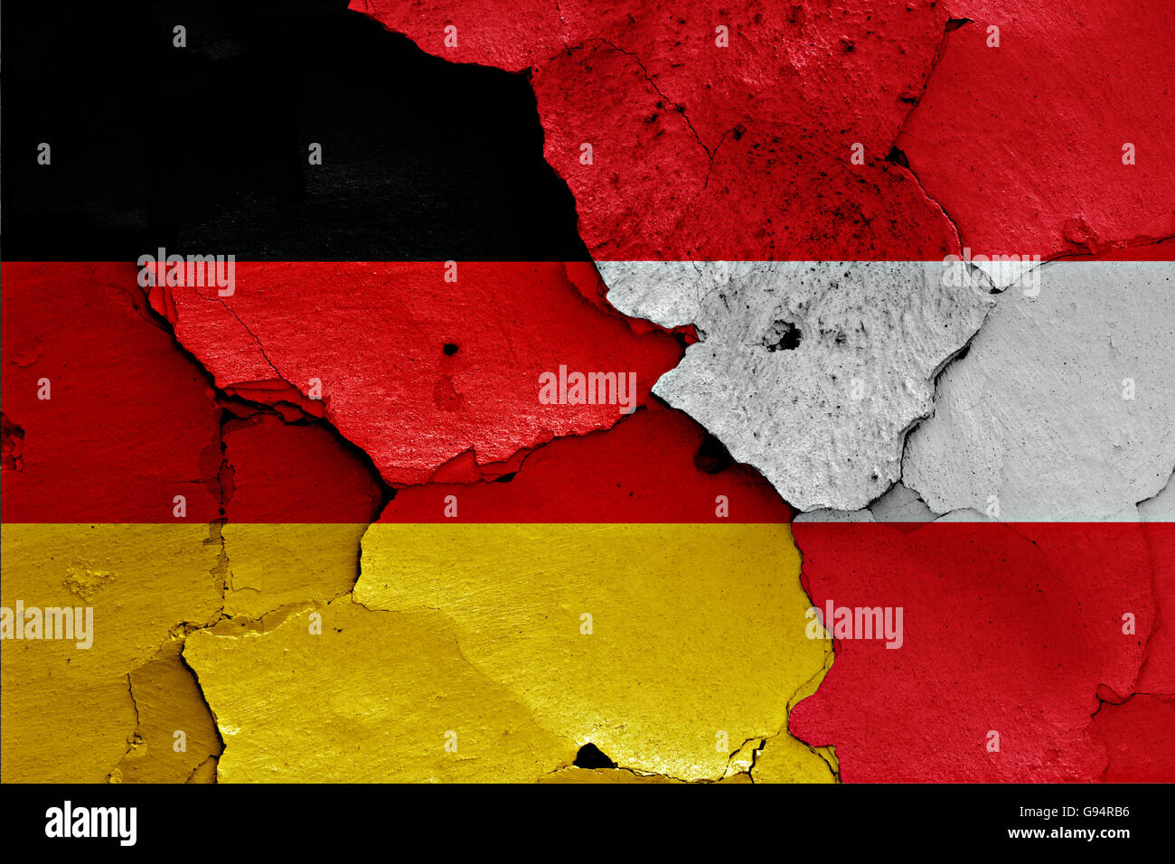 flags of Germany and Austria painted on cracked wall Stock Photo - Alamy
