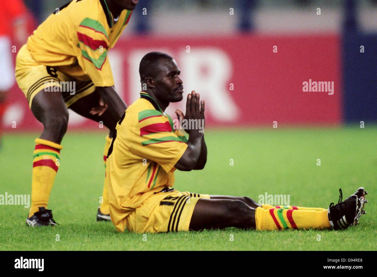 Ghana's Samuel Johnson (right) rues a missed chance as teammate ...