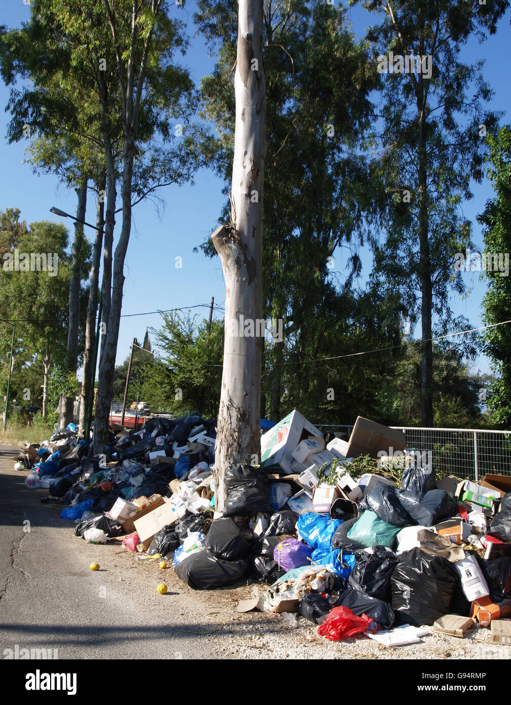 Piles of rubbish in Corfu Greece as Temploni landfill refuse dump ...