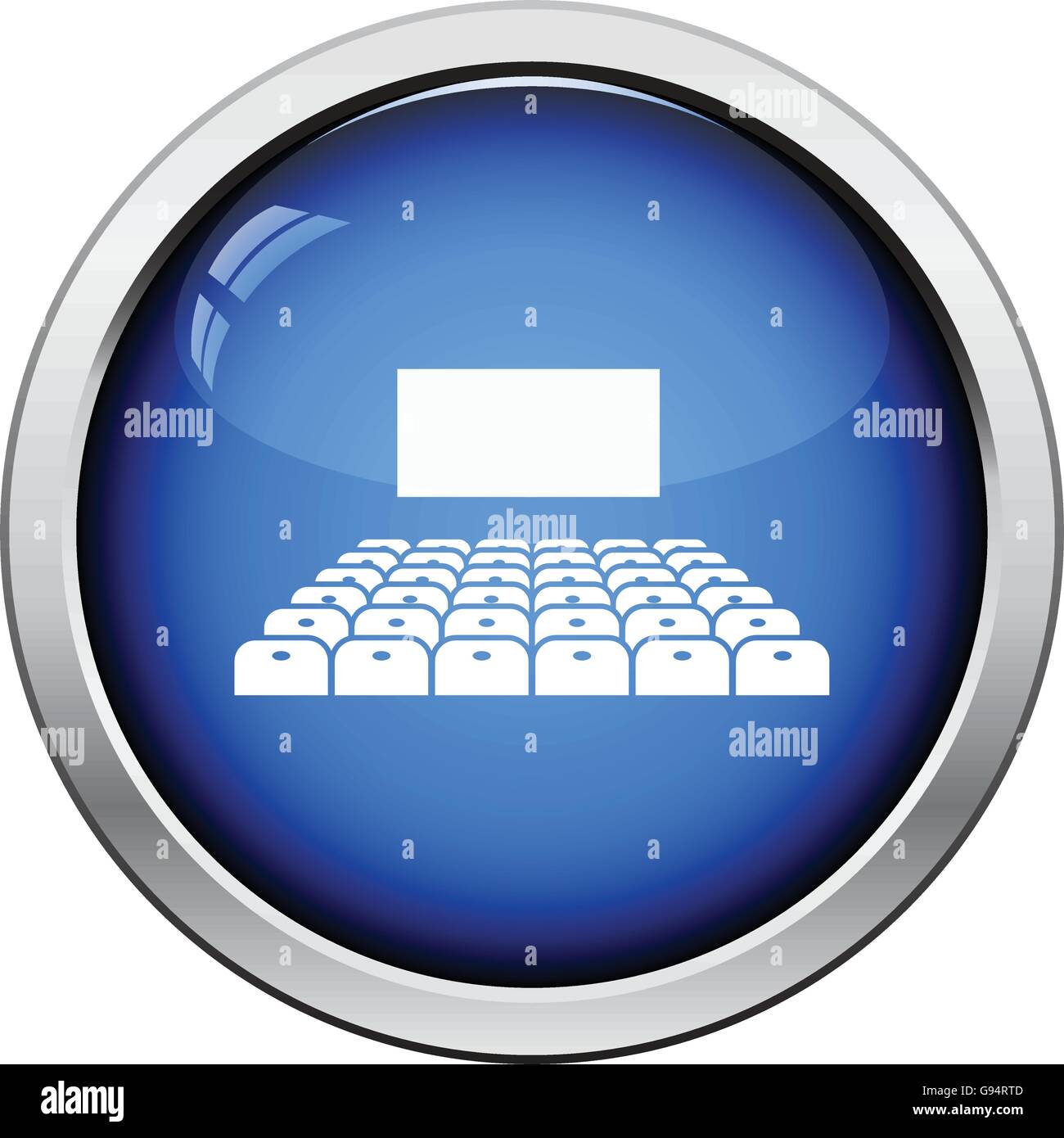 Cinema auditorium icon. Glossy button design. Vector illustration Stock ...