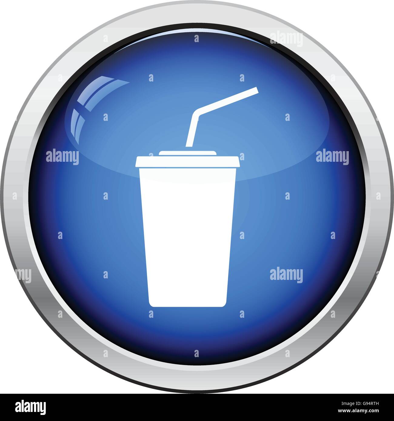 Cinema soda drink icon. Glossy button design. Vector illustration Stock ...