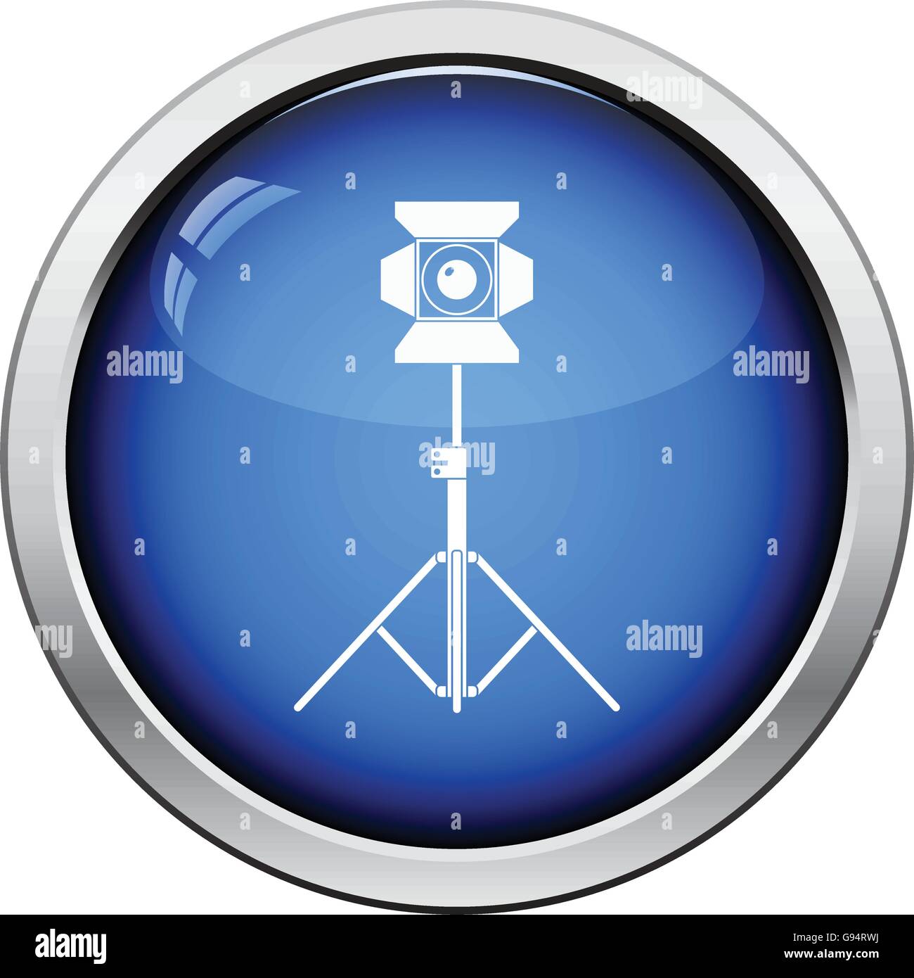 Stage projector icon. Glossy button design. Vector illustration Stock ...
