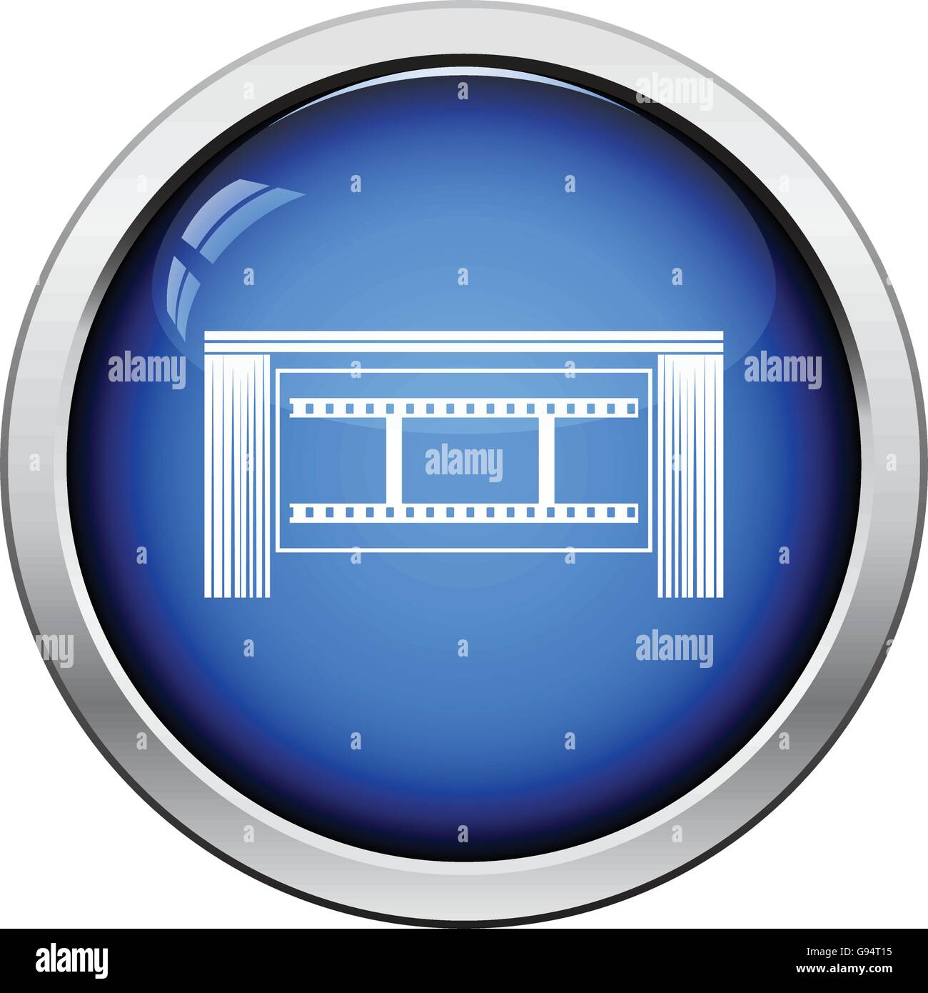 Cinema theater auditorium icon. Glossy button design. Vector ...