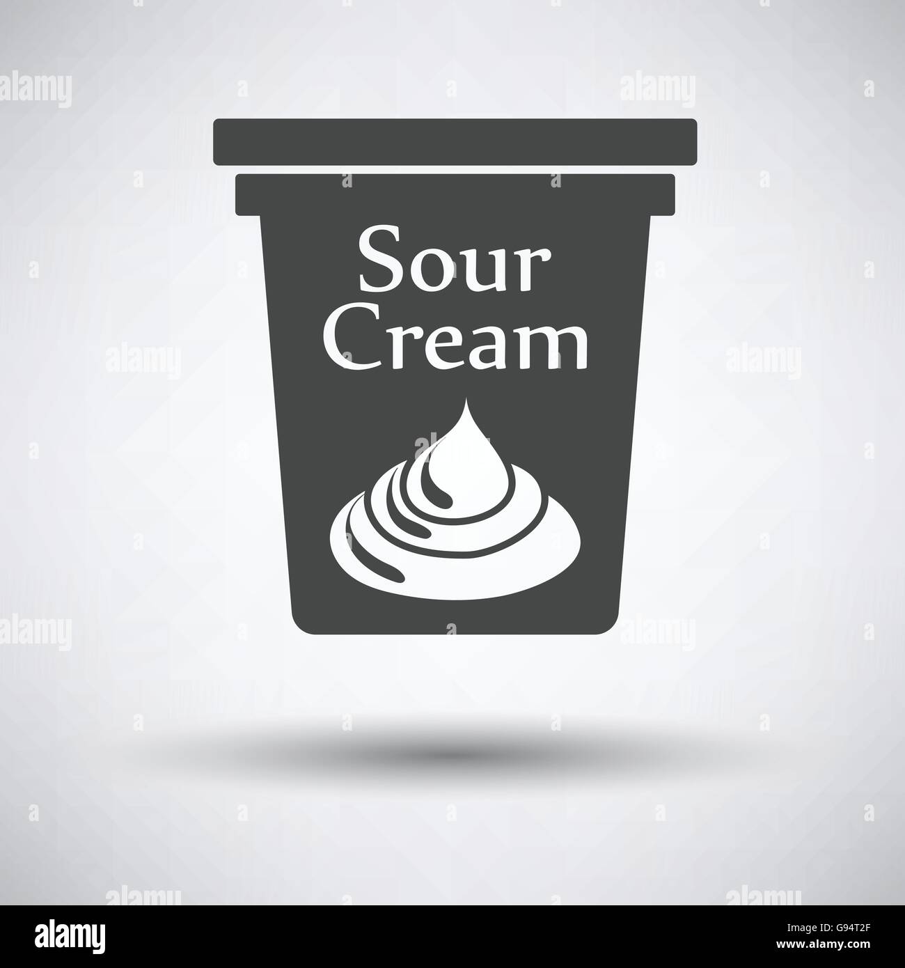 Sour cream icon on gray background, round shadow. Vector illustration ...