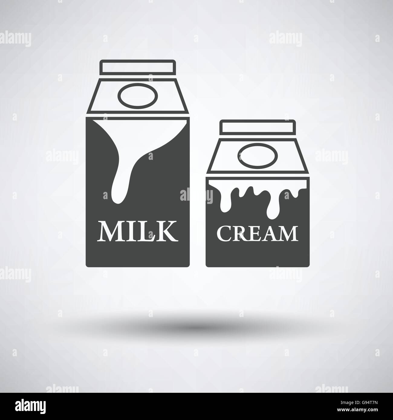Milk and cream container icon on gray background, round shadow. Vector ...