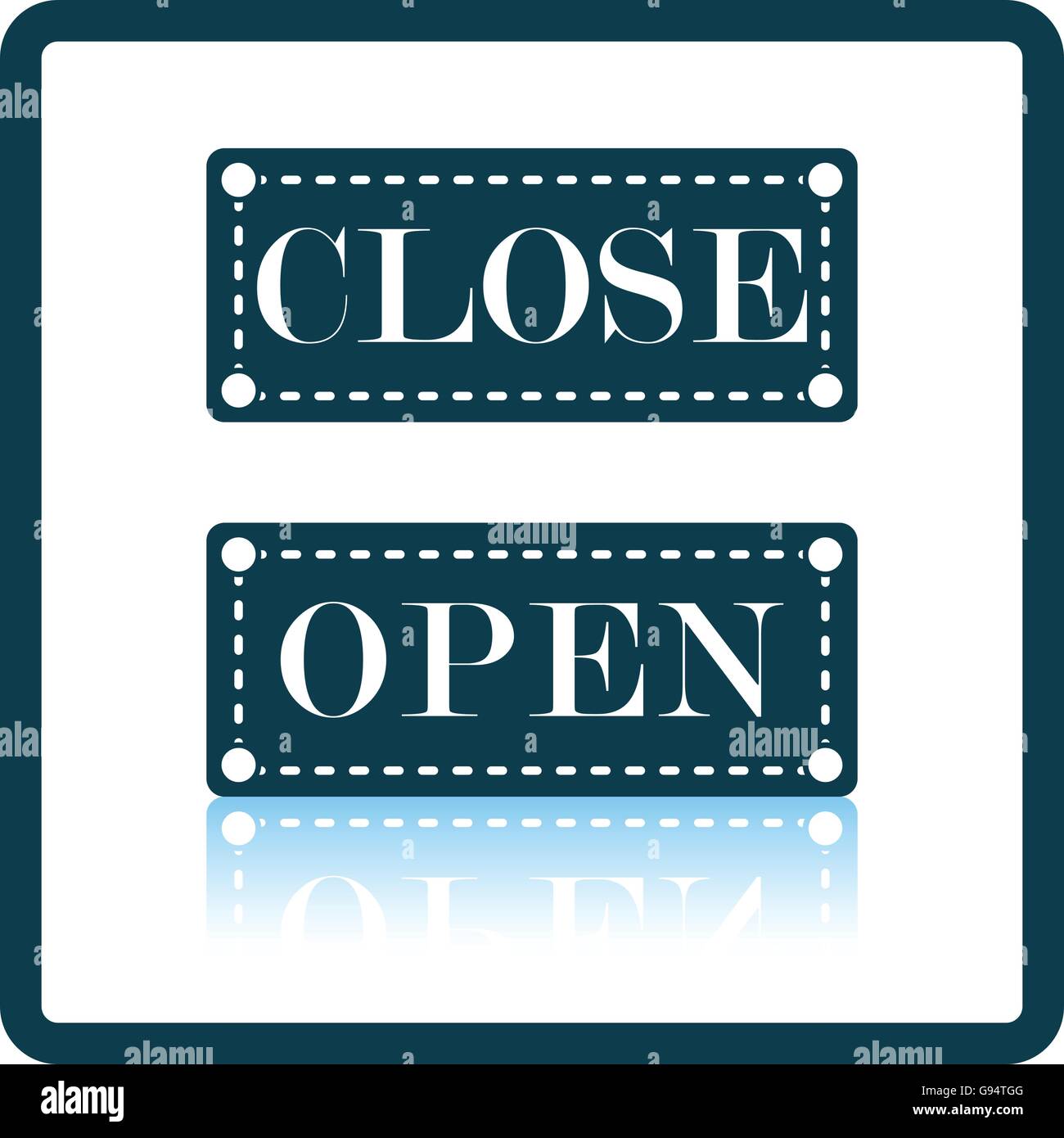 Shop door open and closed icon. Shadow reflection design. Vector ...