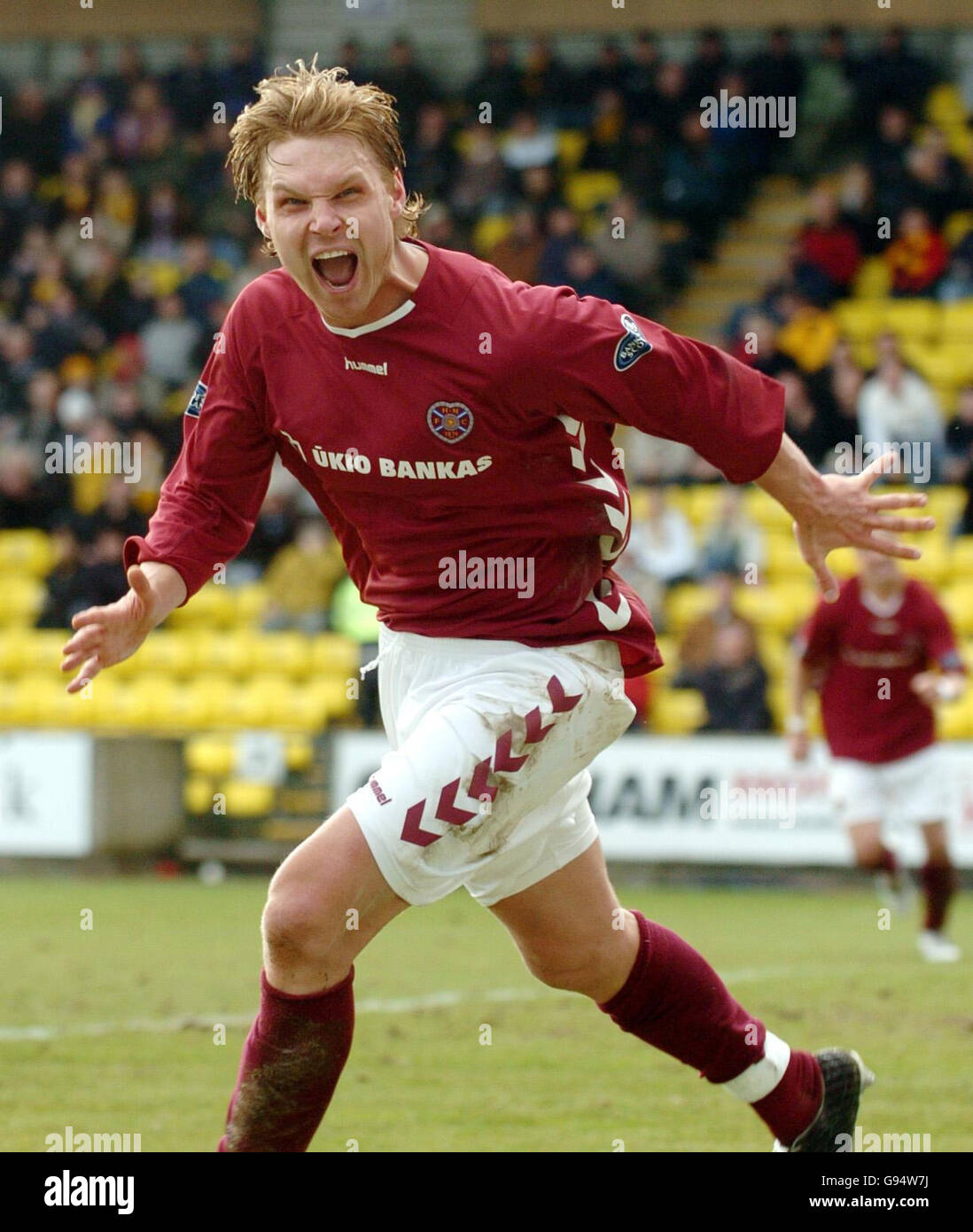 Hearts' Edgaras Jankauskas celebrates his goal against Livingston ...