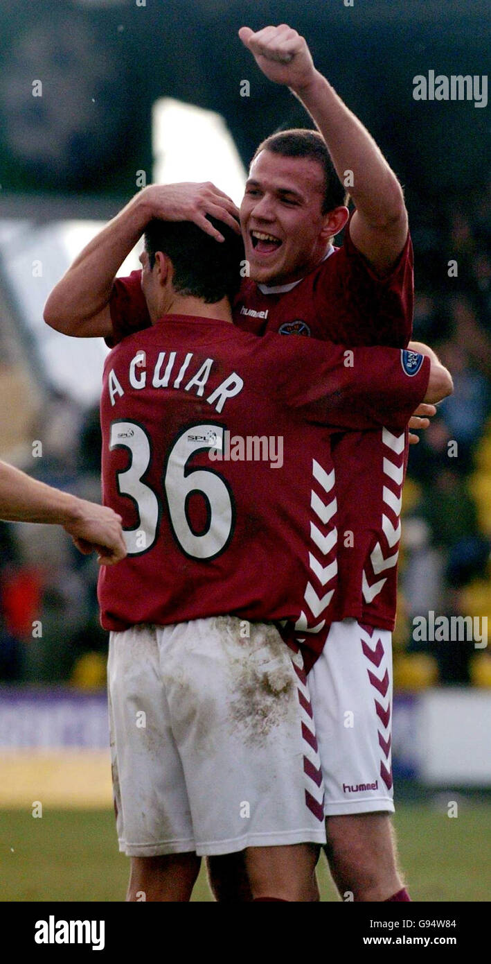 Hearts' Roman Bednar (R) celebrates with Bruno Agiuar after scoring ...